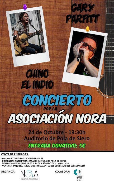 CONCIERTO BENÉFICO CHINO EL INDIO Y GARY PARFITT - Asociación Nora
